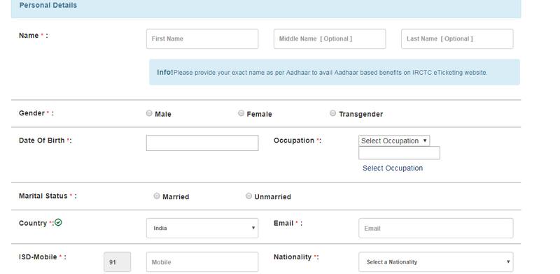 IRCTC Registration Step 6