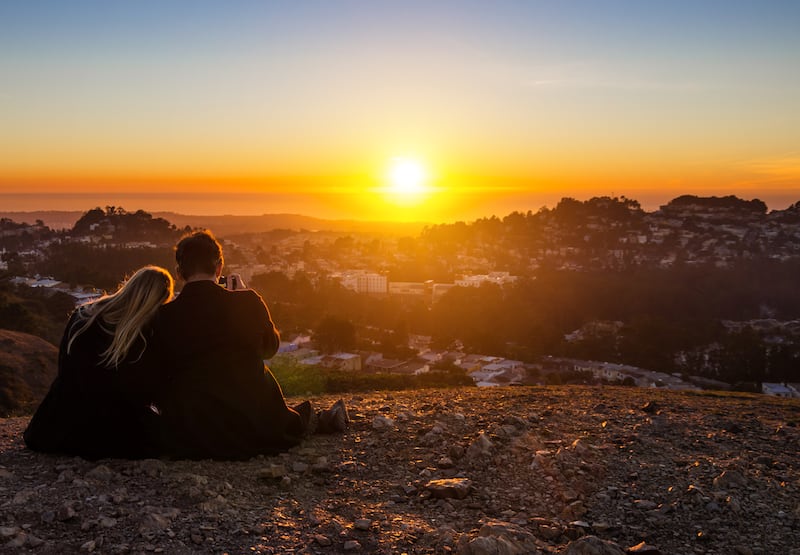 Couple watching sunset