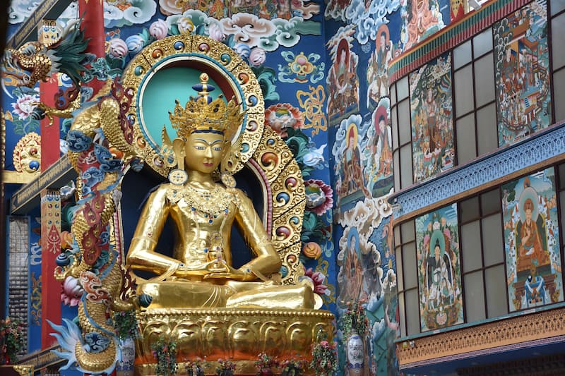 Buddha statue inside Namdroling Monastery